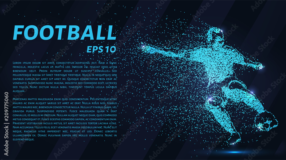 Football of the particles carries in the wind. Silhouette of a football ...