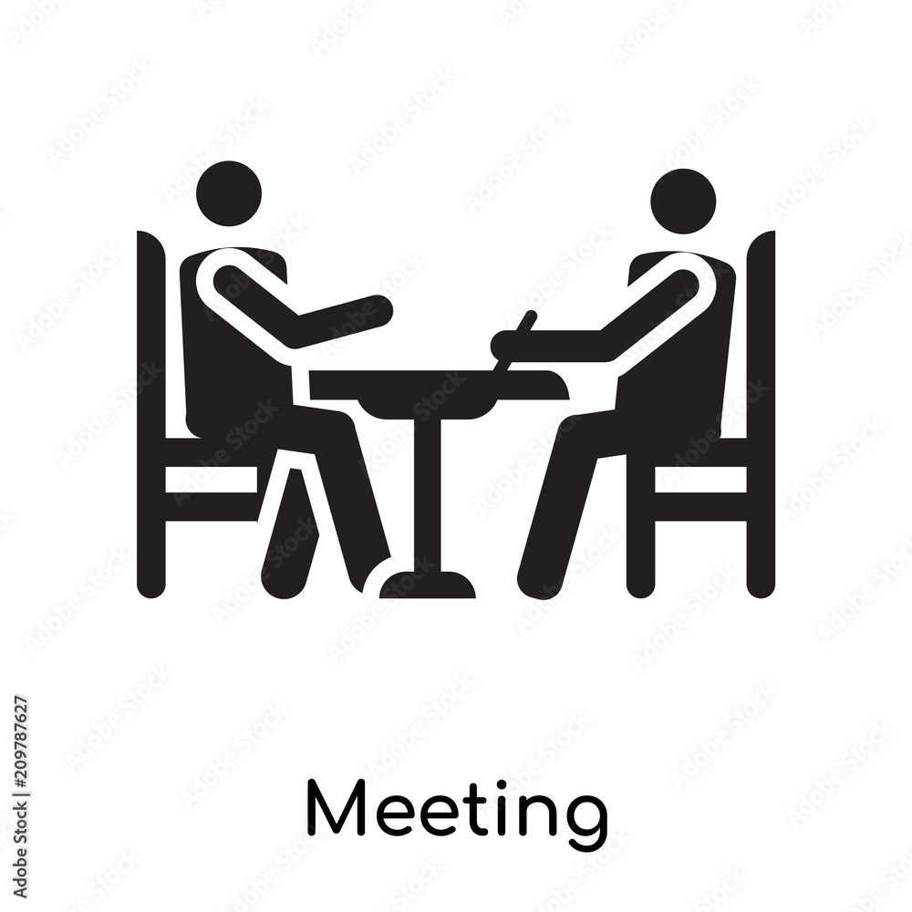 Meeting icon vector sign and symbol isolated on white background ...