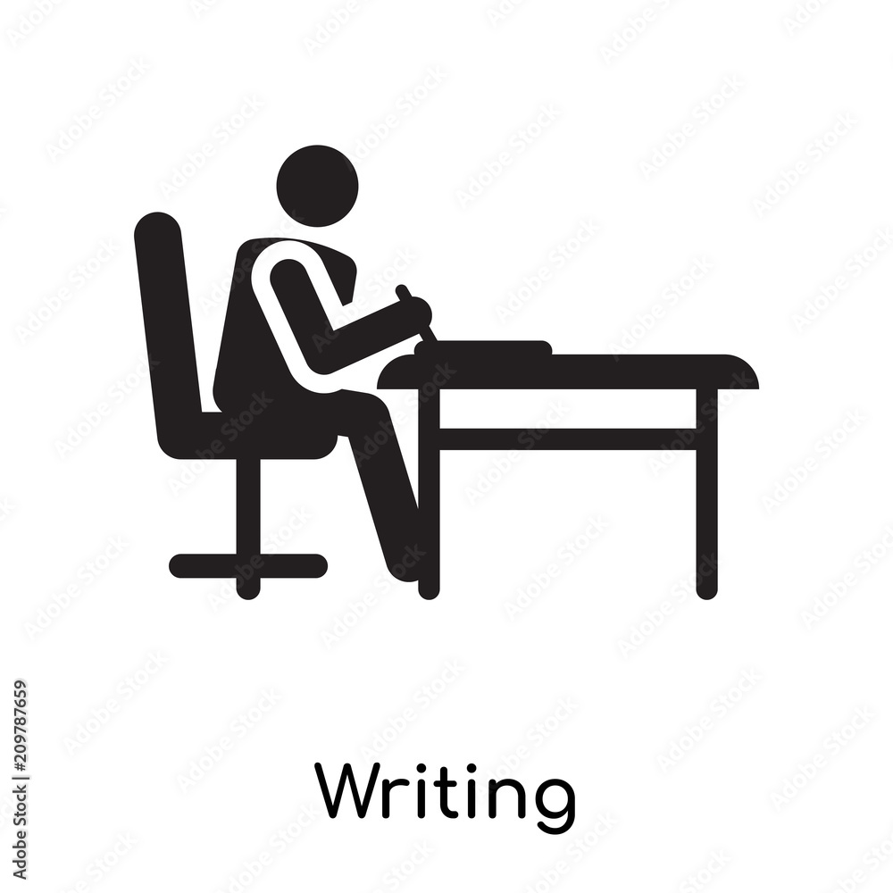 Writing icon vector sign and symbol isolated on white background ...