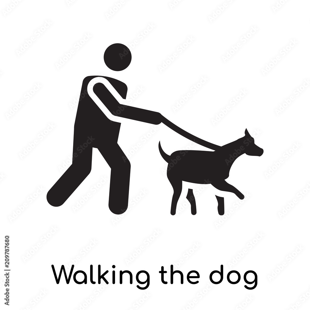 Walking the dog icon vector sign and symbol isolated on white ...