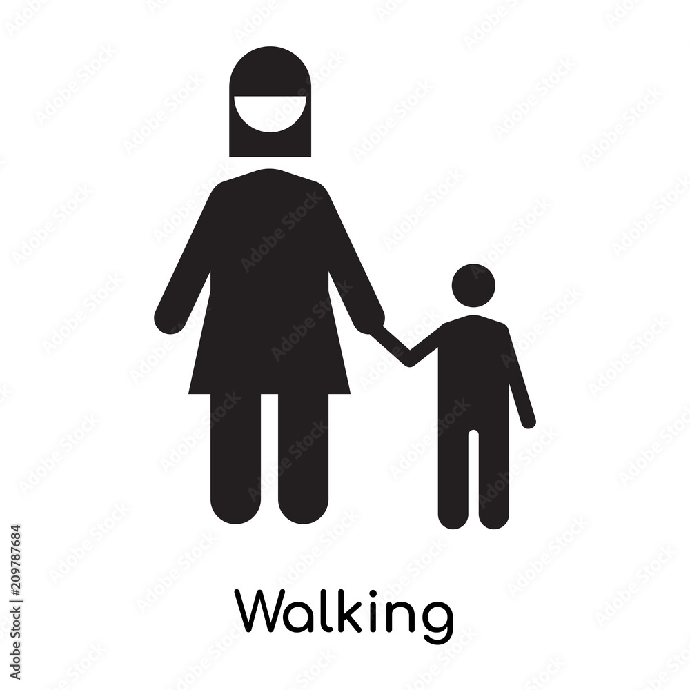 Walking icon vector sign and symbol isolated on white background ...