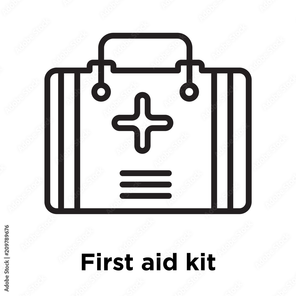 First aid kit icon vector sign and symbol isolated on white background ...