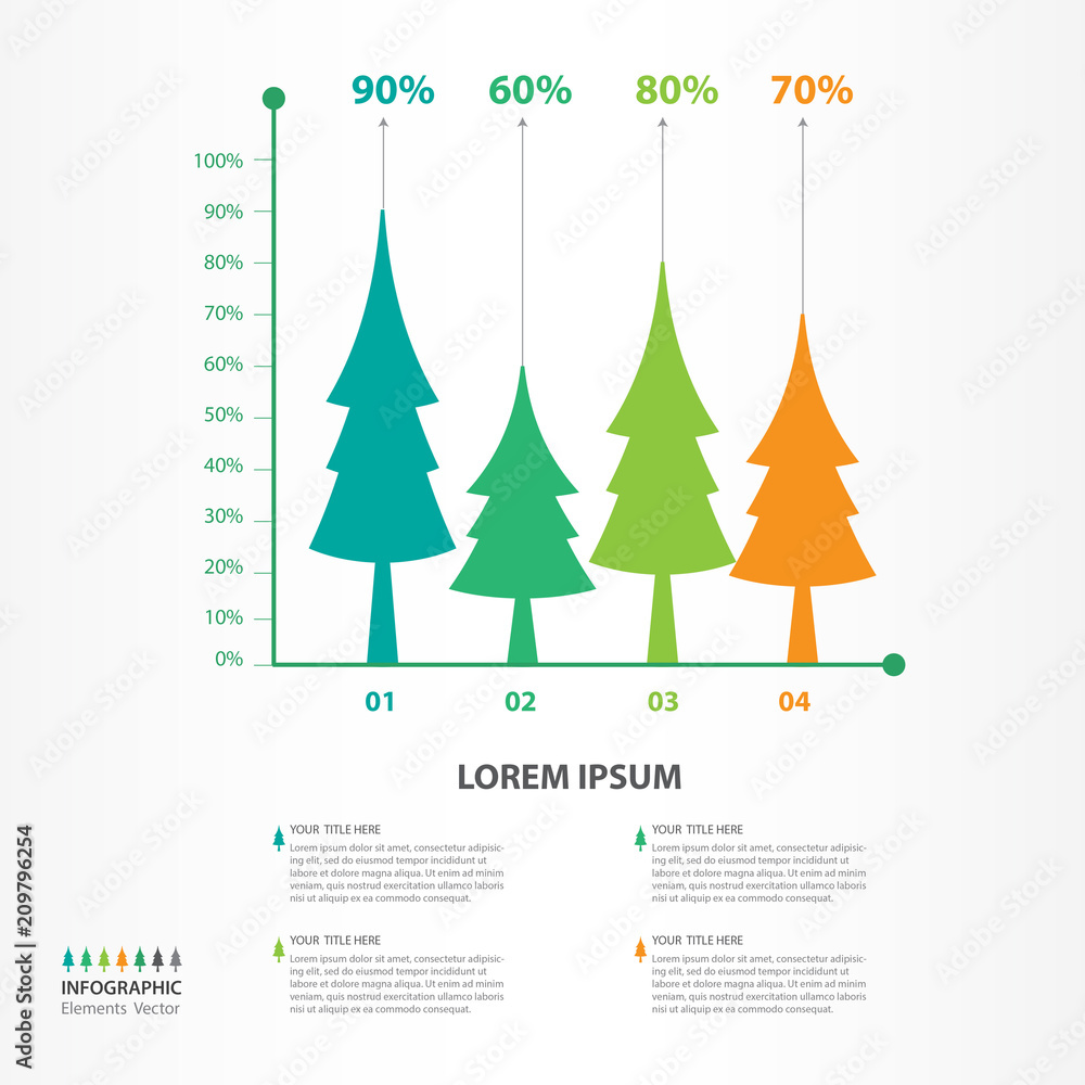 Infographic elements vector for business, tree icon, brochure flyer ...