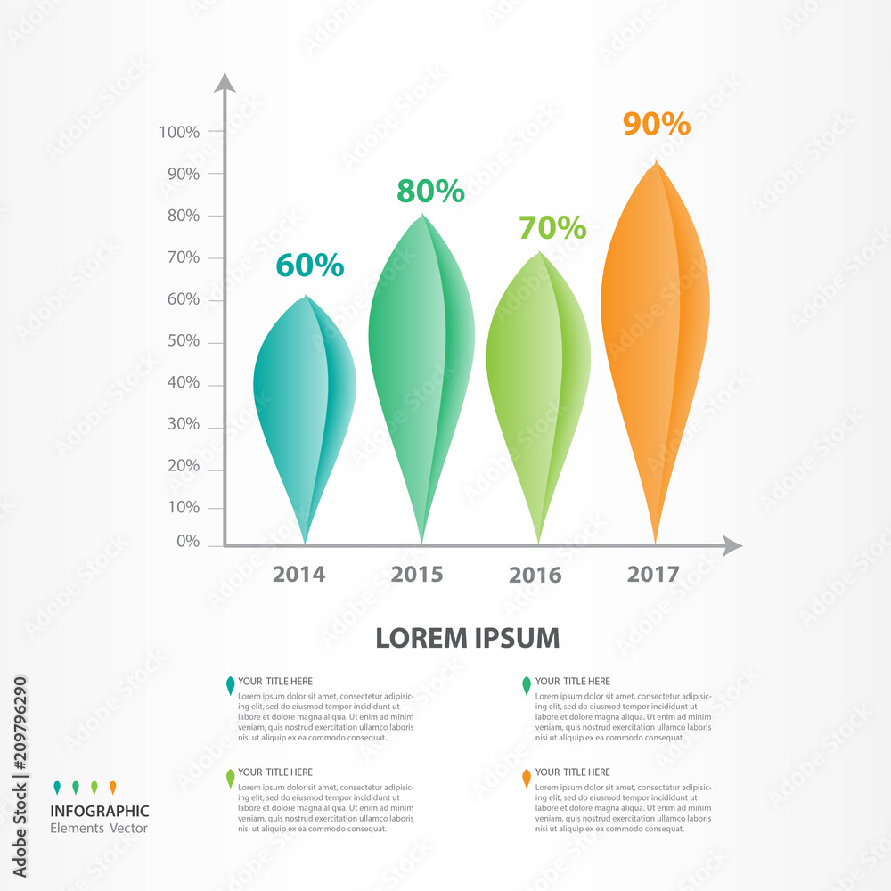 Infographic elements vector for business, Leaves 3d icon, brochure ...