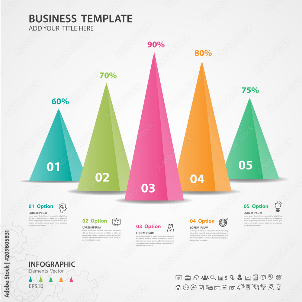 Infographics elements diagram with 5 steps, options, Vector ...