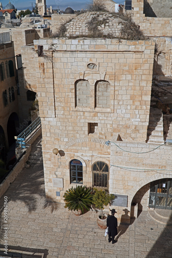 Old City of Jerusalem, street in Jewish quarter with historic ...
