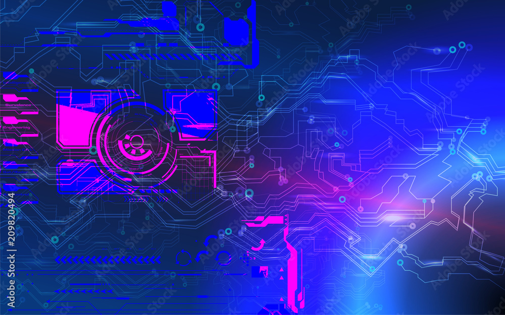 Abstract futuristic cyber technology background. Sci-fi circuit design ...