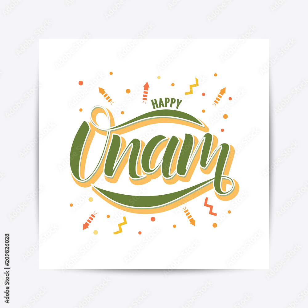 Happy Onam festival typography lettering Stock Vector | Adobe Stock