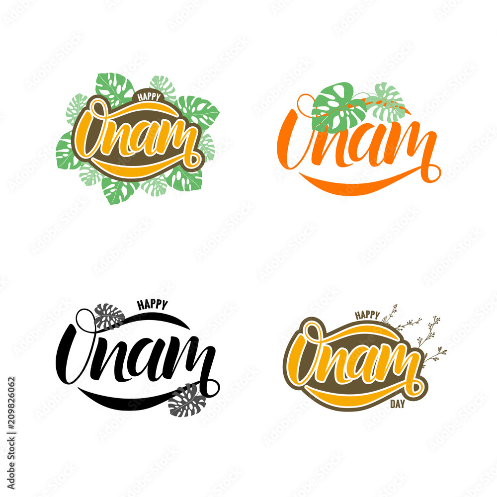 Happy Onam festival typography lettering Stock Vector | Adobe Stock