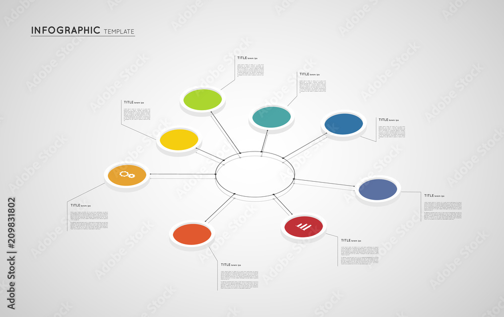 infographic colorful template, isometric cennected circles Stock Vector ...