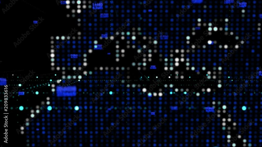 World map of the points in a moving animation. Moving particles forming ...