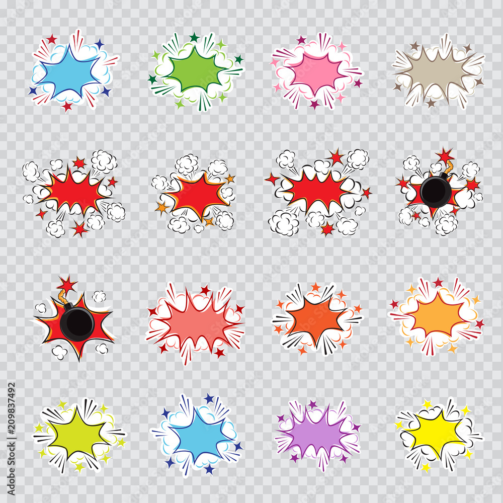 cartoon explosion illustration set Stock Vector | Adobe Stock