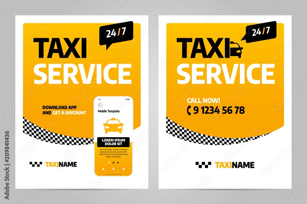 Vector layout design template for taxi service. Can be adapt to ...