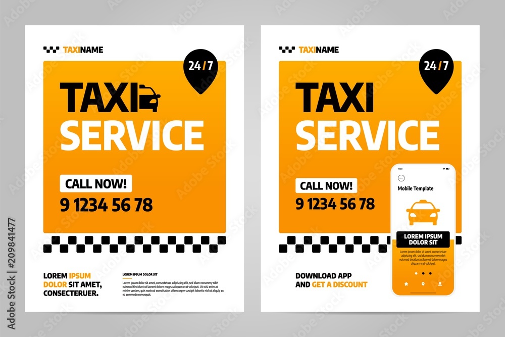 Vector layout design template for taxi service. Can be adapt to ...