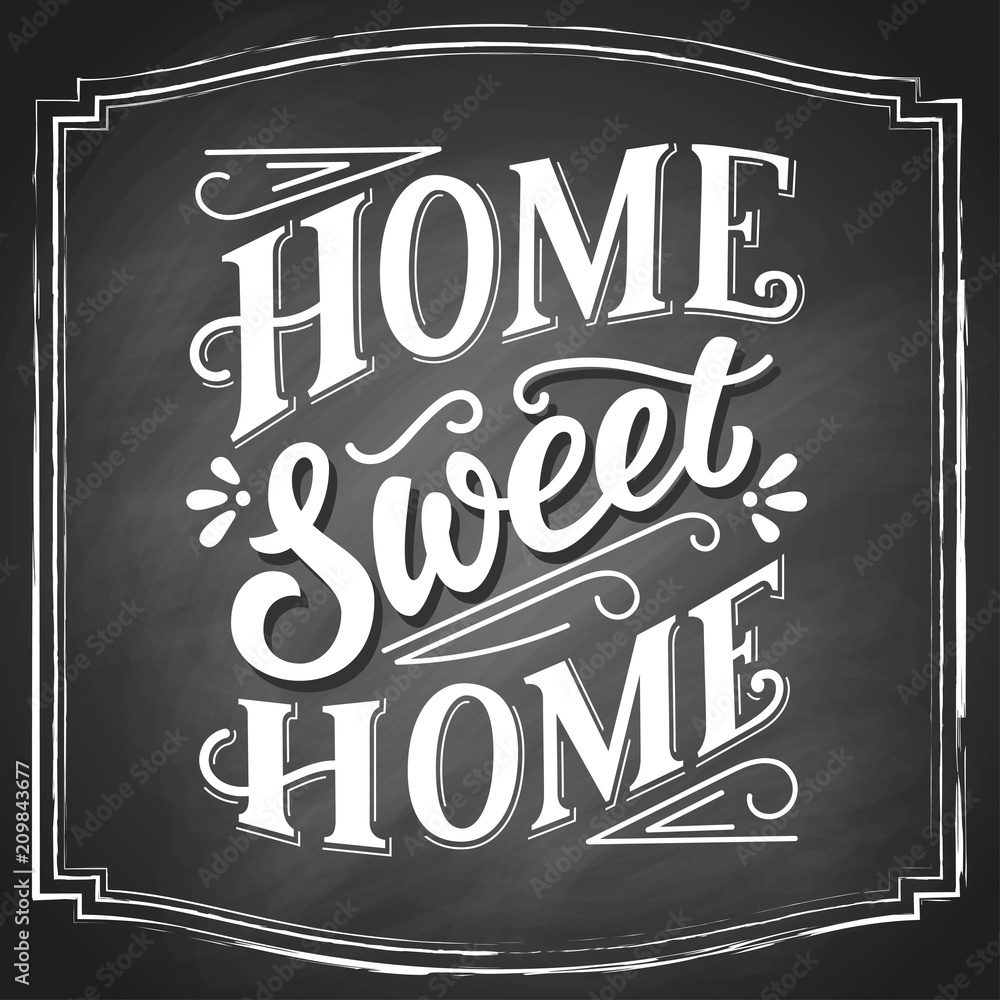 Sweet home white chalk hand lettering, vintage letters, handwritten ...