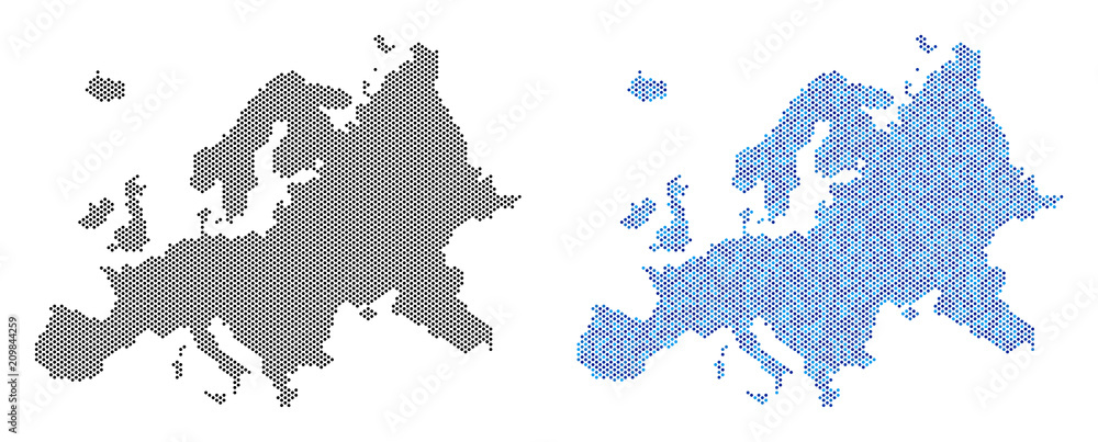 Circle dot Europe map version. Vector territory schemes in black color ...