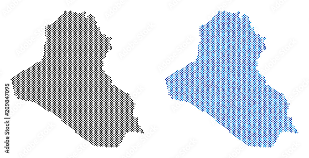 Round point Iraq map version. Vector territory plans in black color and ...