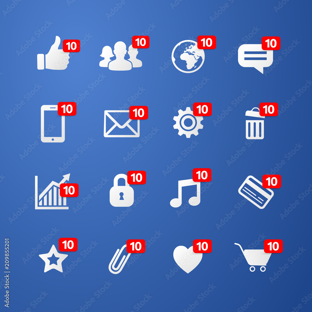 Vector illustration facebook concept thumbs up like social network icon ...