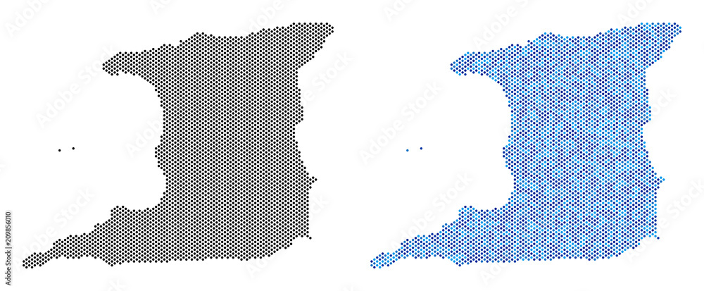 Dot Trinidad Island map variants. Vector territory schemes in black ...