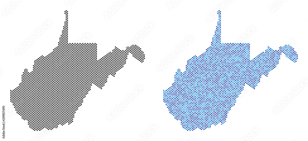 Round point West Virginia State map variants. Vector territory schemes ...