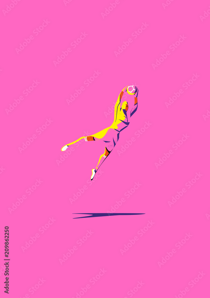Soccer Goalkeeper Flying Save Stock Illustration | Adobe Stock