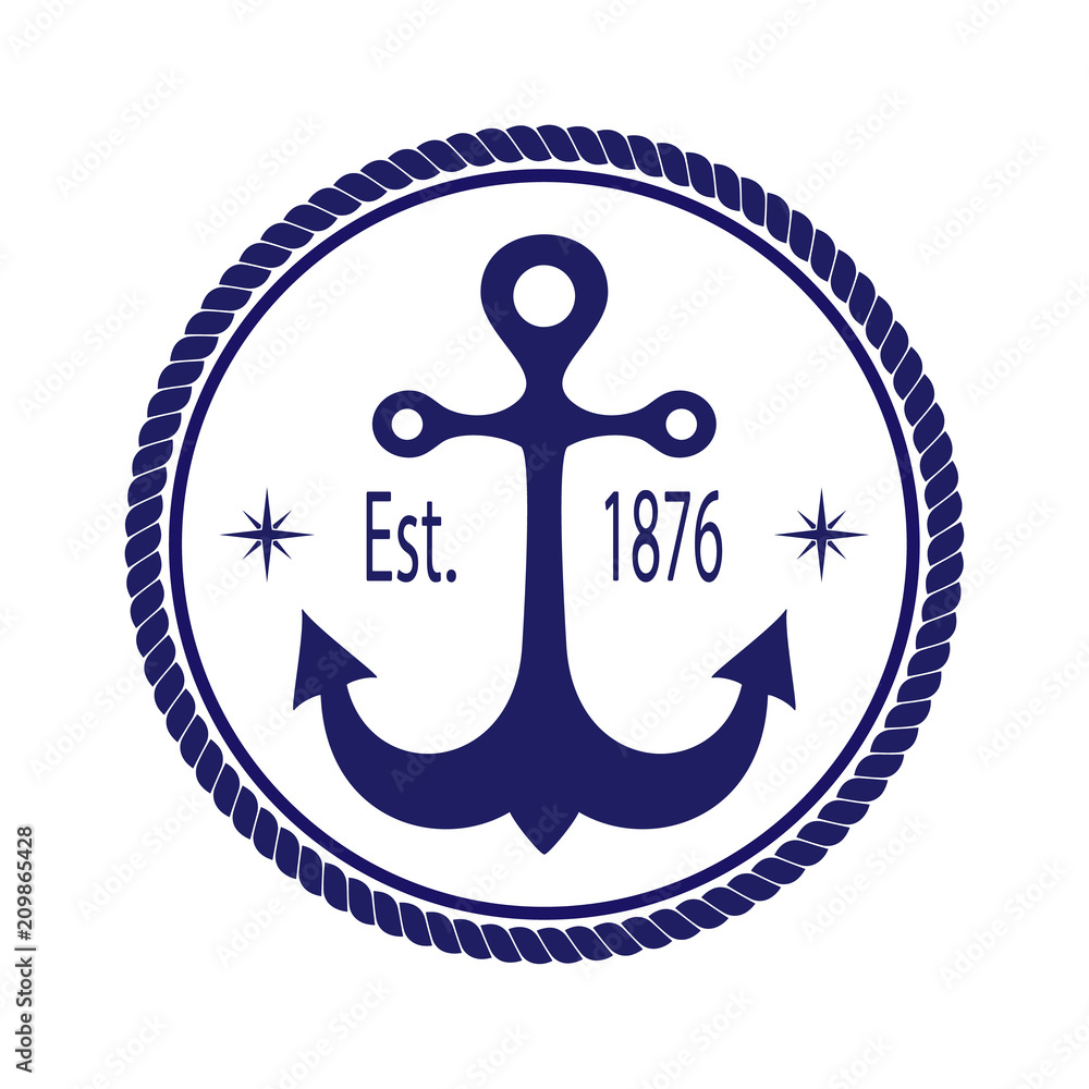 Nautical Anchor Symbol - Vector Illustration on White Background Stock ...