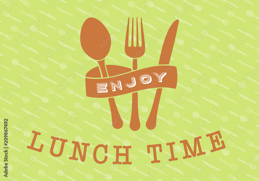 Lunch time with cutlery sign. Vector illustration Stock Vector | Adobe ...