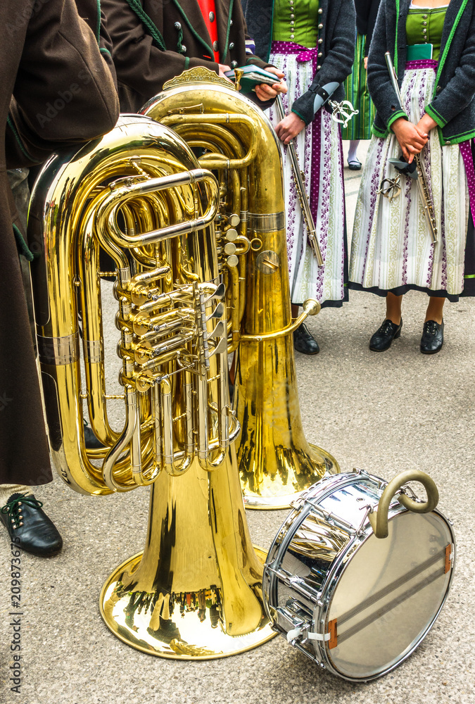 part of a typical bavarian brass instrument Stock Photo | Adobe Stock