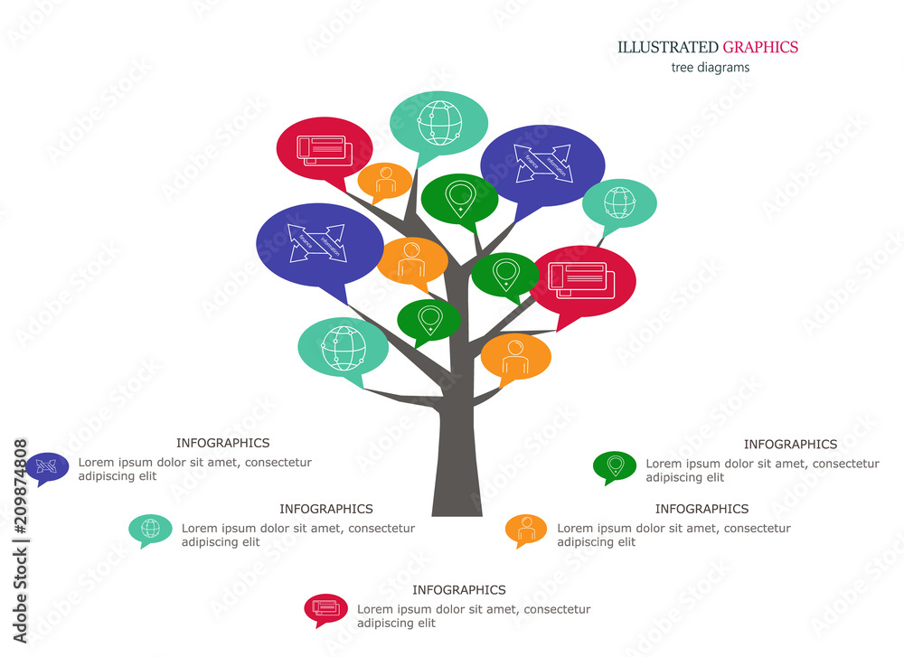 Illustrated graphics for the layout workflow. Tree colorful as a ...