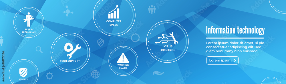 Information technology Web Header Banner with Wrench, Repairman ...