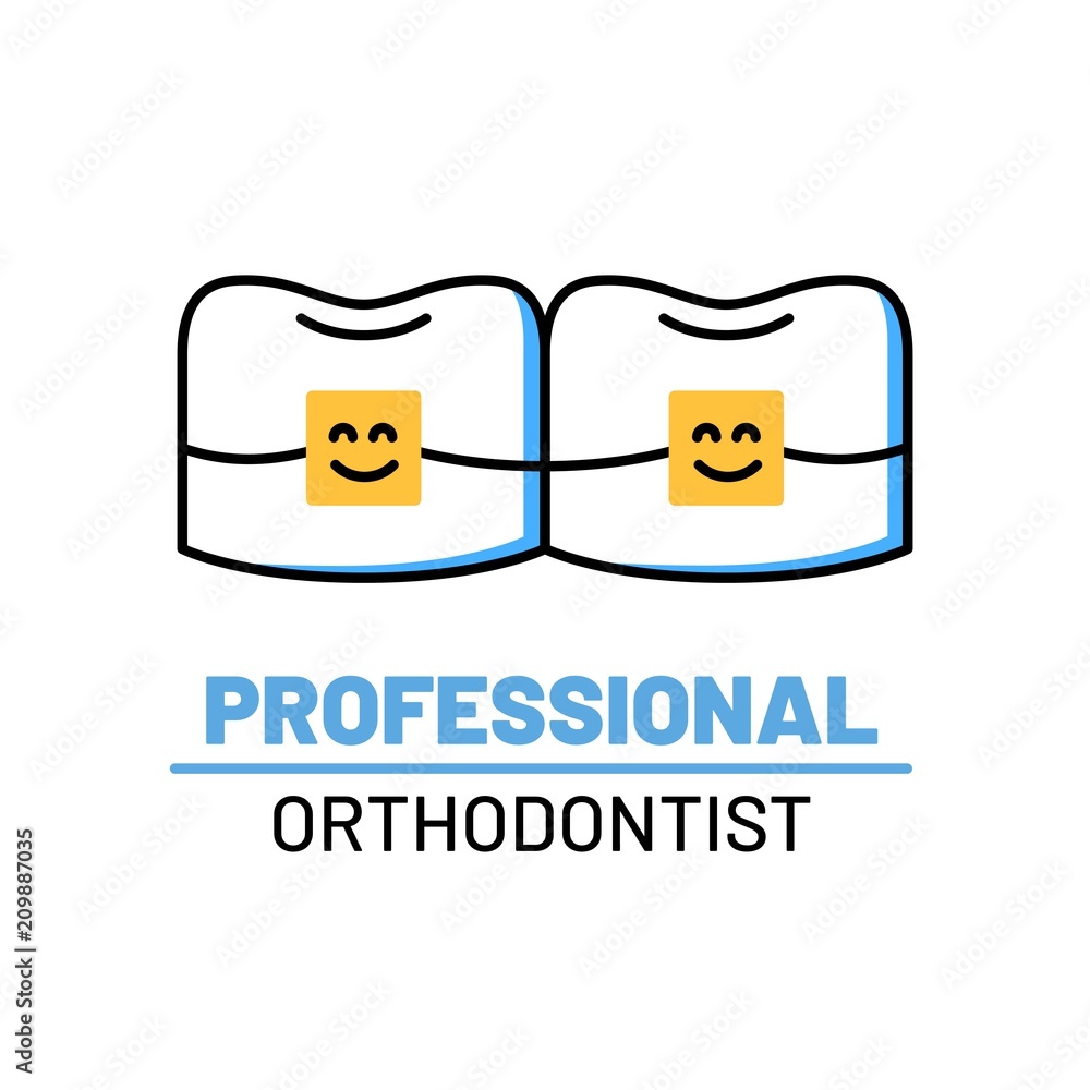 Professional orthodontist logo. Alignment of teeth with braces. Dental ...