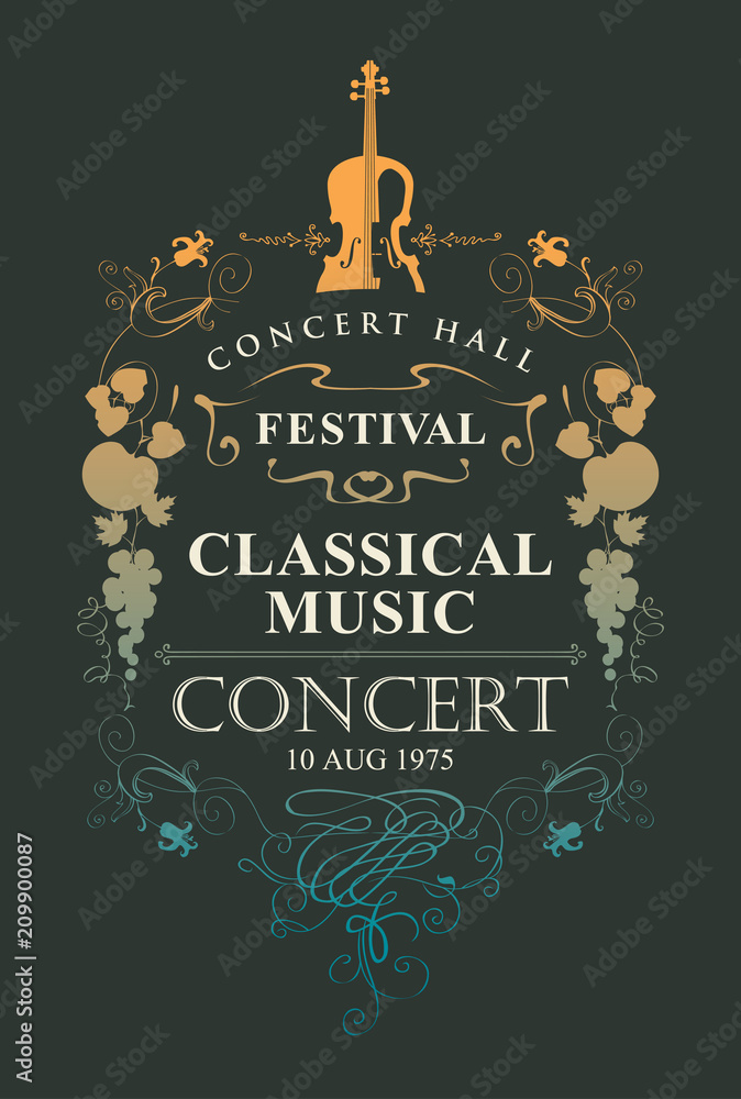 Vector poster for a concert of classical music with place for text ...
