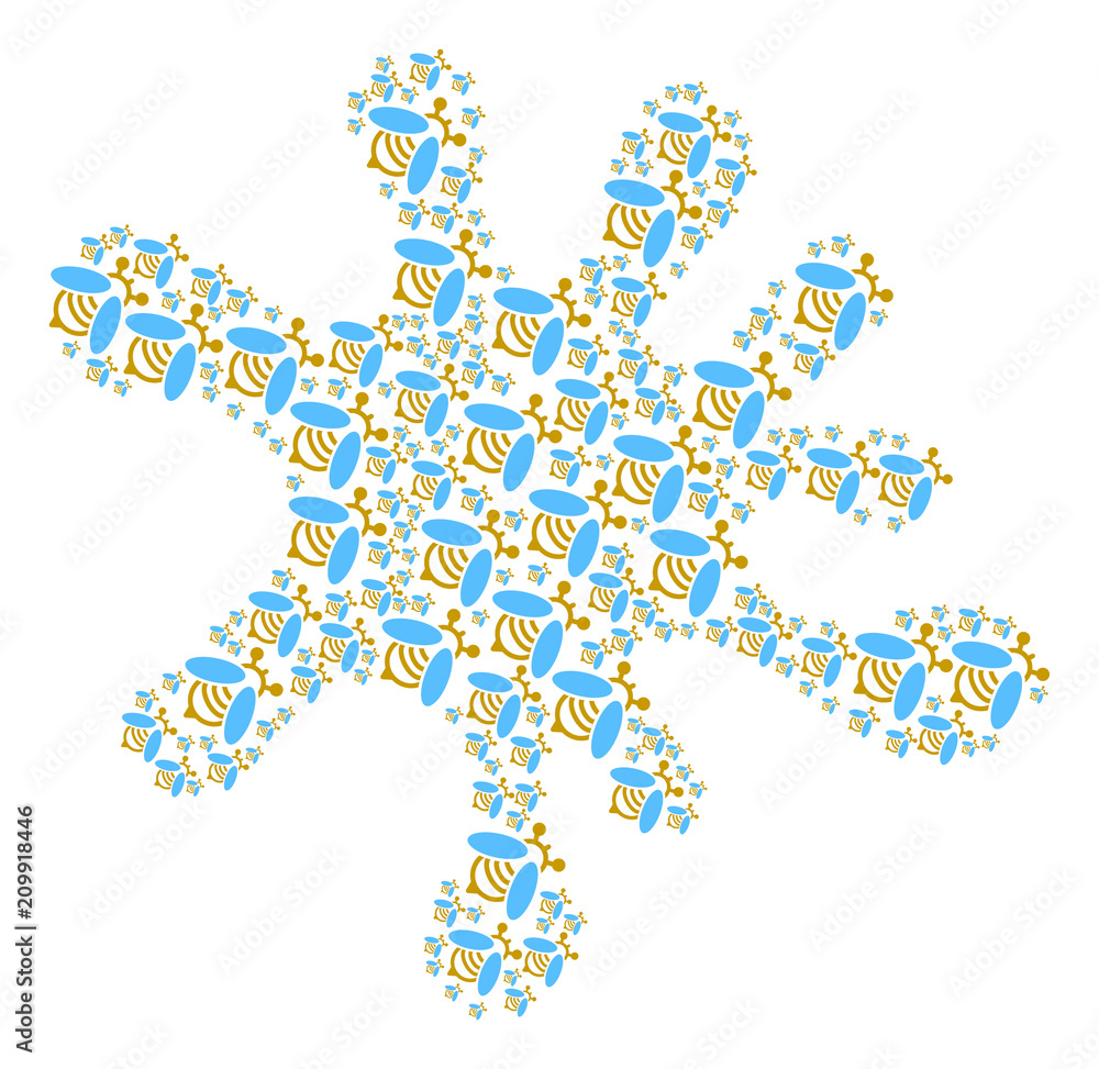 Spot shape formed from bee items in variable sizes. Abstract vector ...