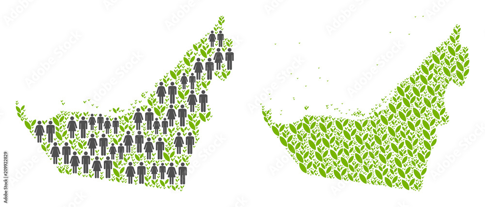 People population and eco Arab Emirates map. Vector pattern of Arab ...