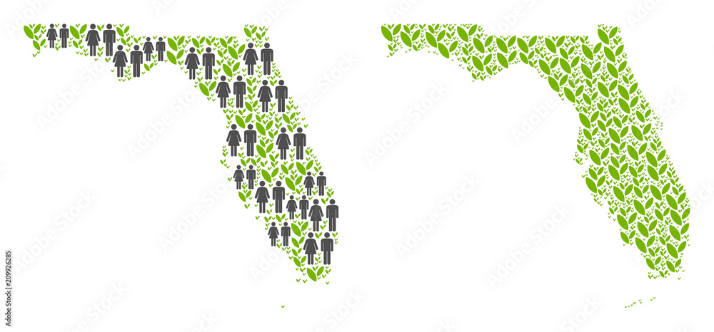 People population and grass Florida map. Vector abstraction of Florida ...