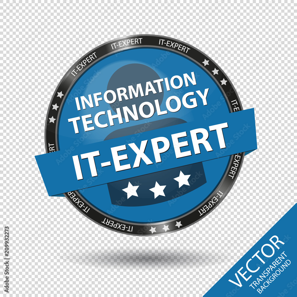Glossy Information Technology IT-Expert Button - Blue Vector ...
