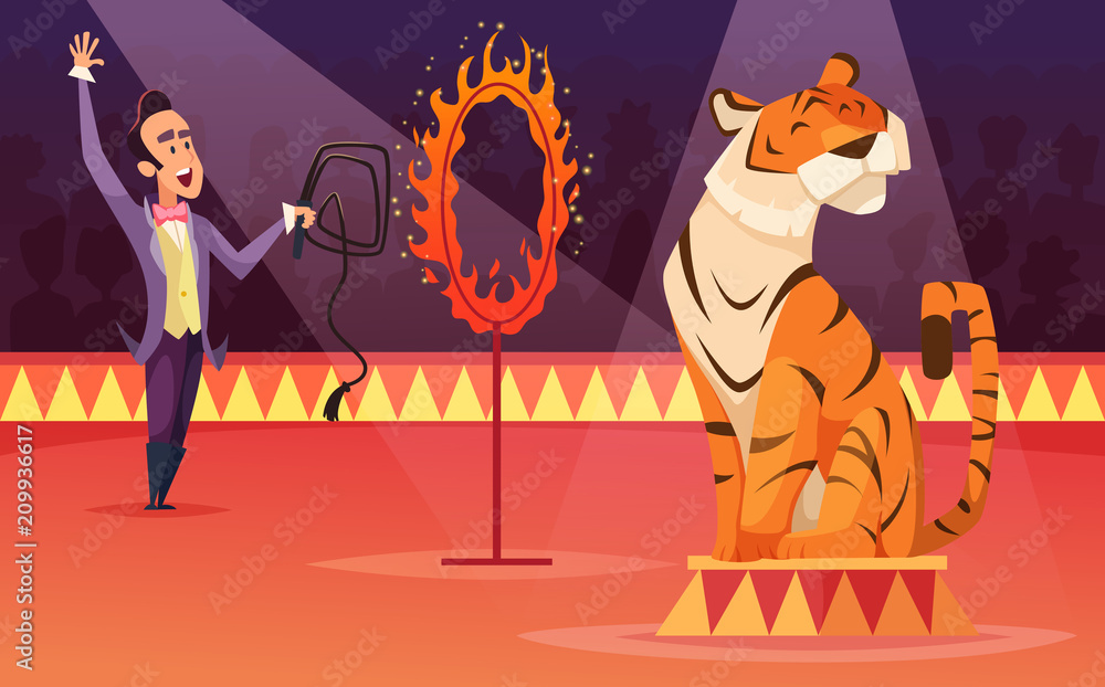 Cartoon characters of circus. Vector background illustration Stock ...