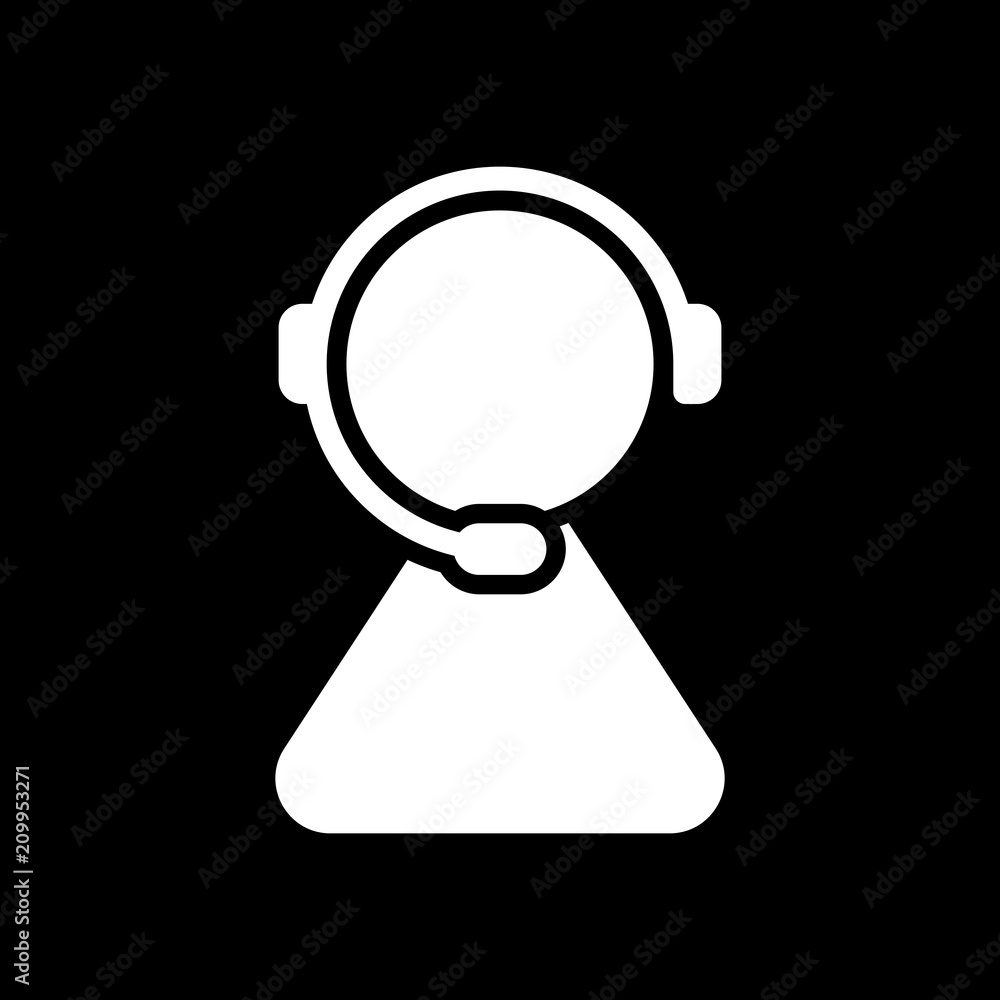customer service. support service. simple icon. White icon on bl Stock ...