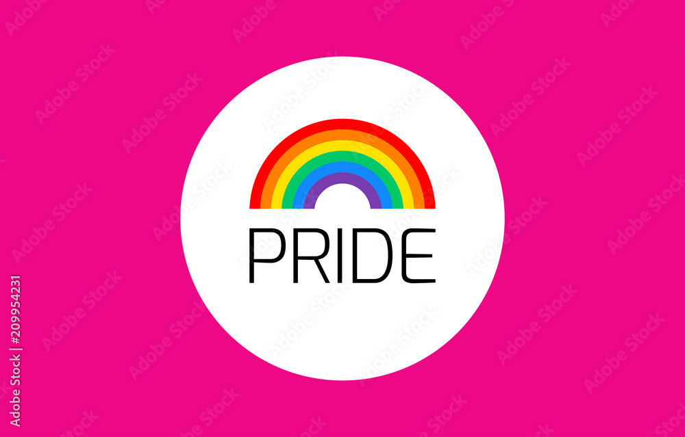 Pride pink background with rainbow flag - vector illustration for pride ...