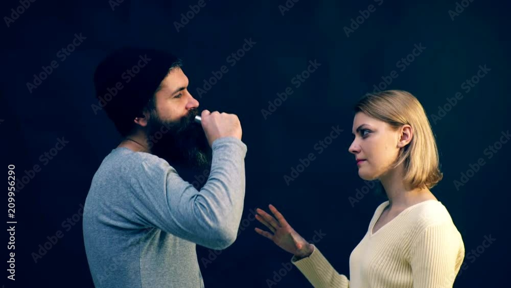 A man gets a slap from a woman for alcohol abuse. Family quarrel on the ...