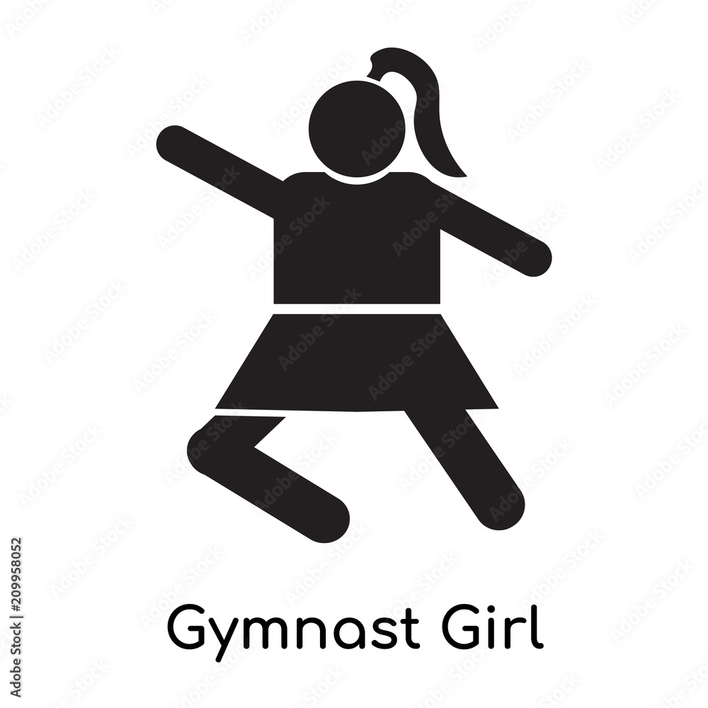 Gymnast Girl icon vector sign and symbol isolated on white background ...
