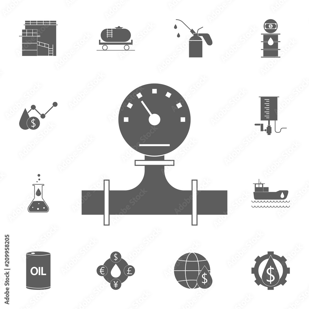 pressure values in the pipe icon. Detailed set of Oil icons. Premium ...