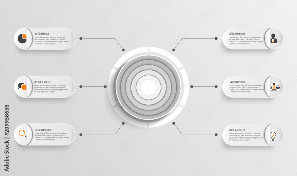 Abstract elements of graph Vector infographic template with label ...