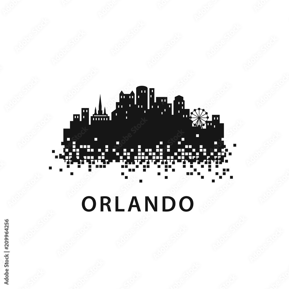 Orlando City Skyline Landscape Logo Template Stock Vector | Adobe Stock