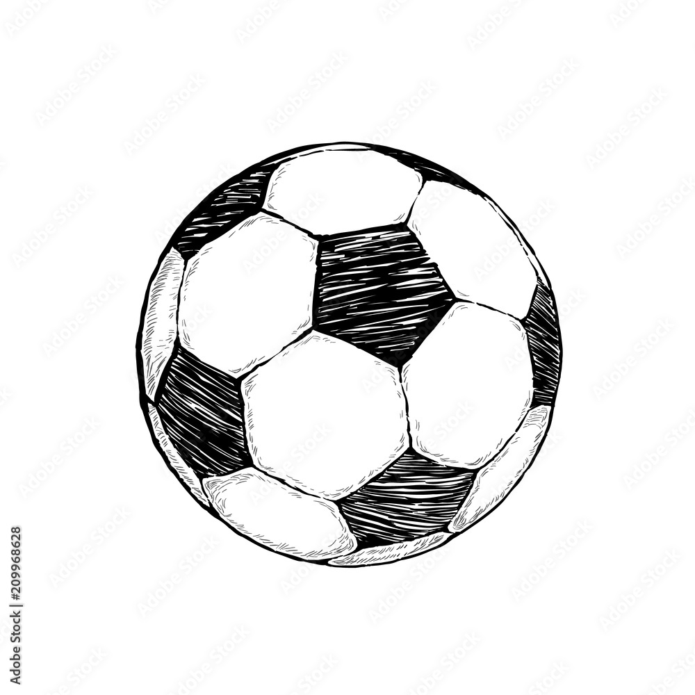 Football icon sketch or soccer drawing in doodles style. Hand-drawn in ...