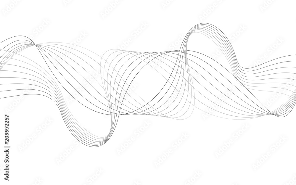curvy abstract line wave graphic gray background Stock Vector | Adobe Stock