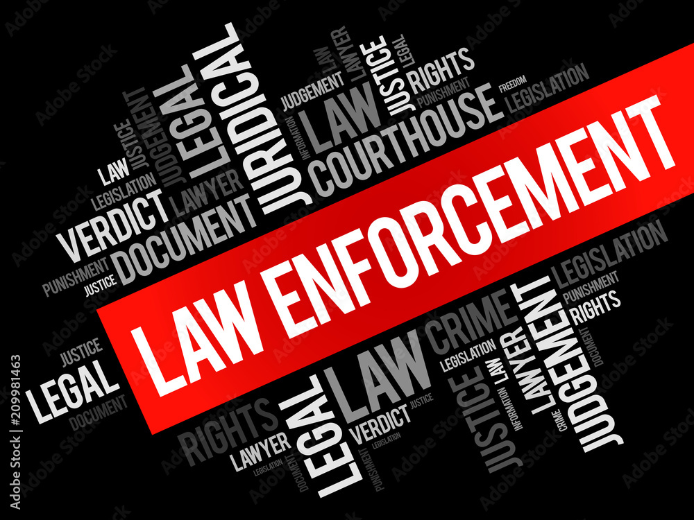 Law enforcement word cloud collage, social concept background Stock ...