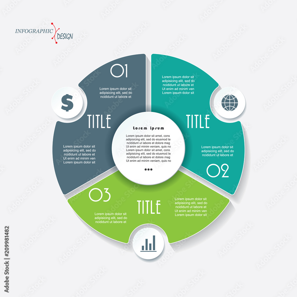 Infographic business template for project or presentation with 3 ...