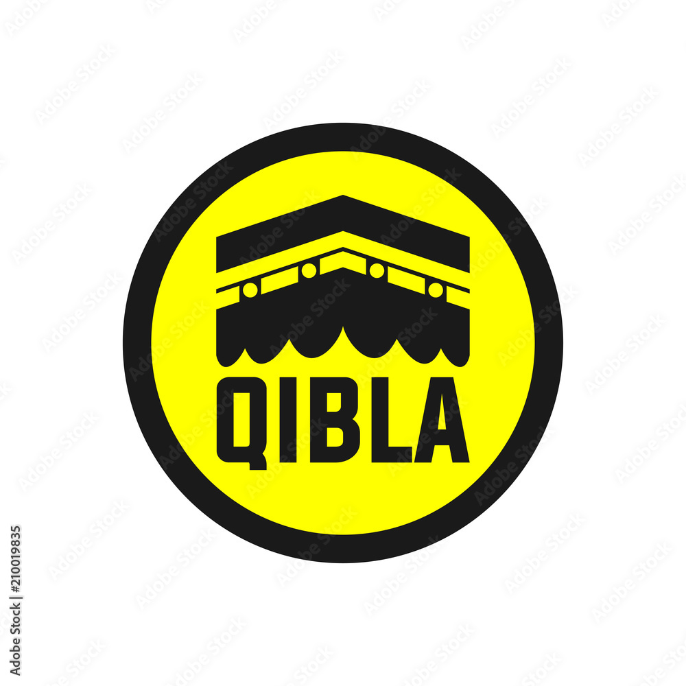 qibla sign, qibla icon, muslim prayer direction, Kaaba direction, mecca ...