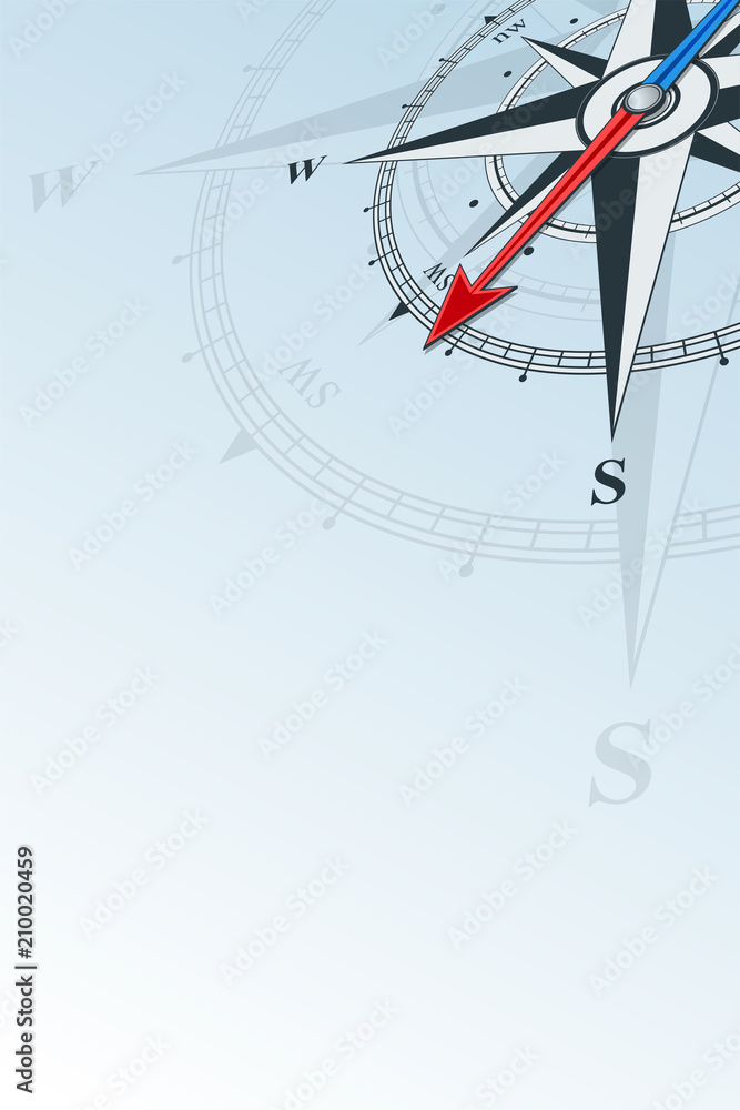 Compass southwest background vector illustration. Arrow points to the ...